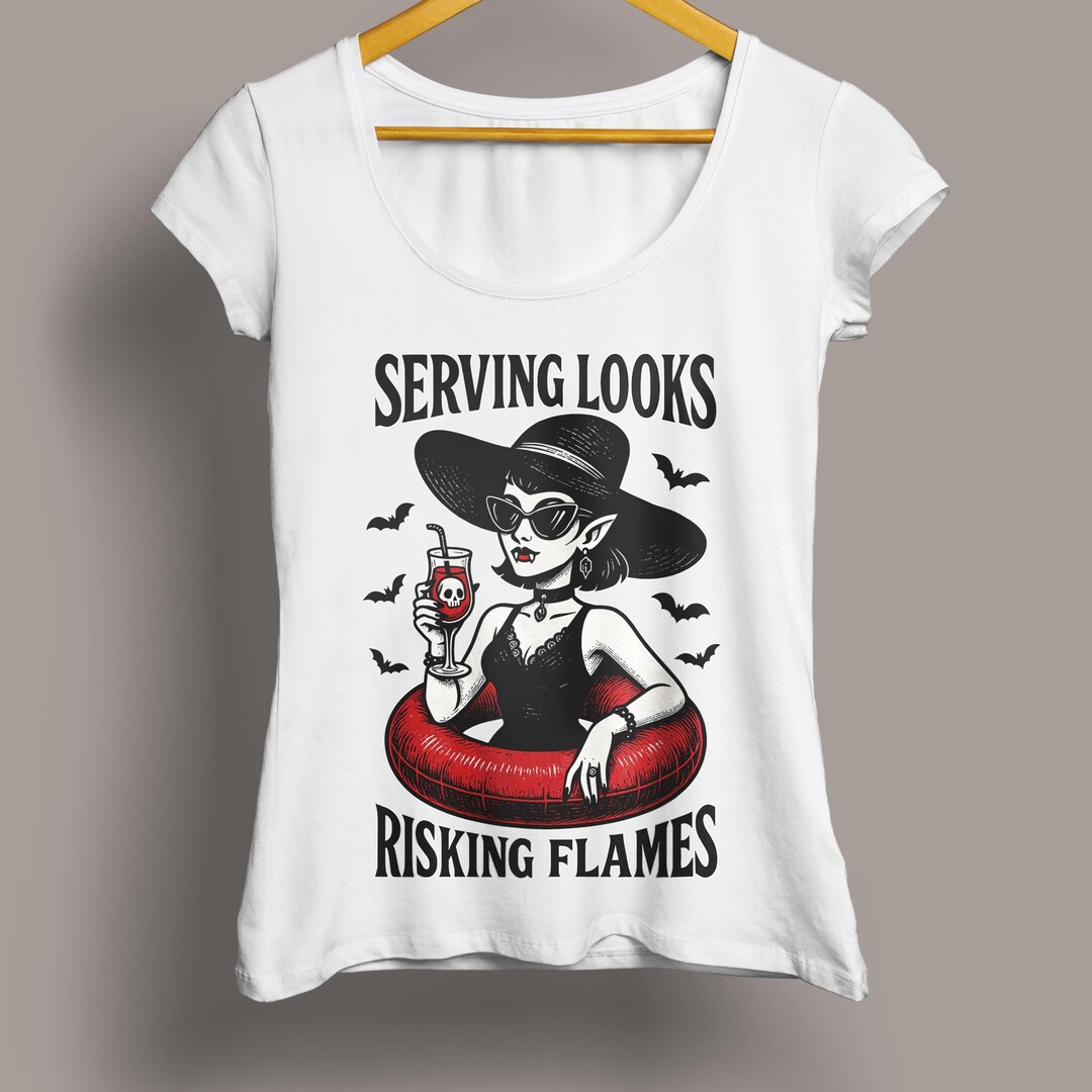 Vampire Pool Girl Shirt PNG, Serving Looks Risking Flames Summer ...