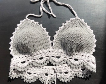 Bikini Top Crochet Pattern. Boho Bikini Top With Lace Flowers. - Etsy