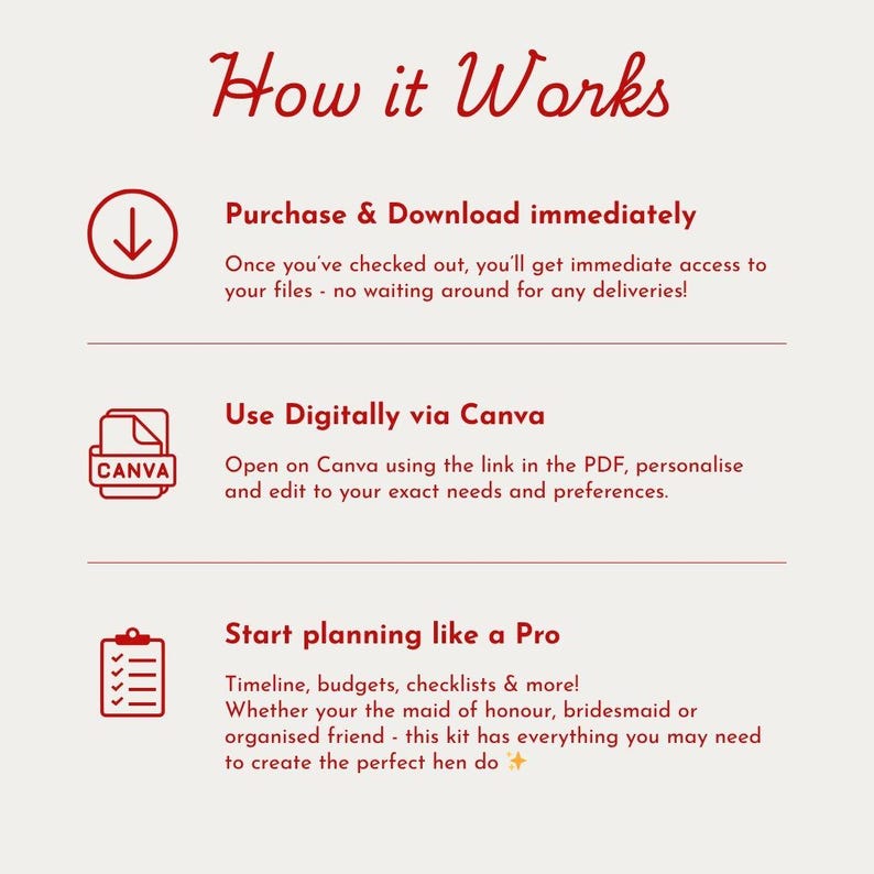 Editable Hen Do Planner | Canva Template Hen Party Itinerary Kit ...