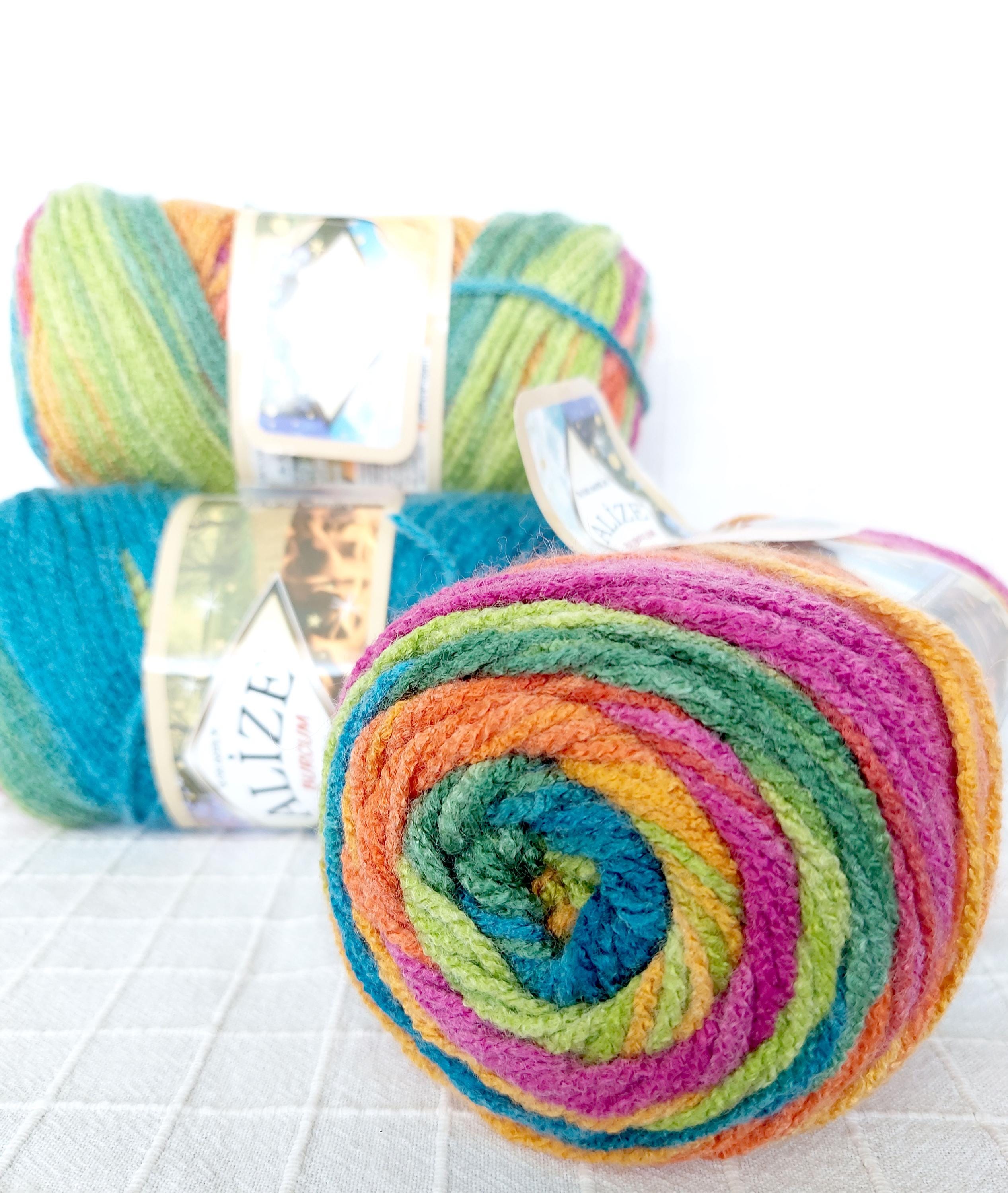 Rainbow Variegated Yarn for Crochet & Knitting Projects, Colorful Self ...