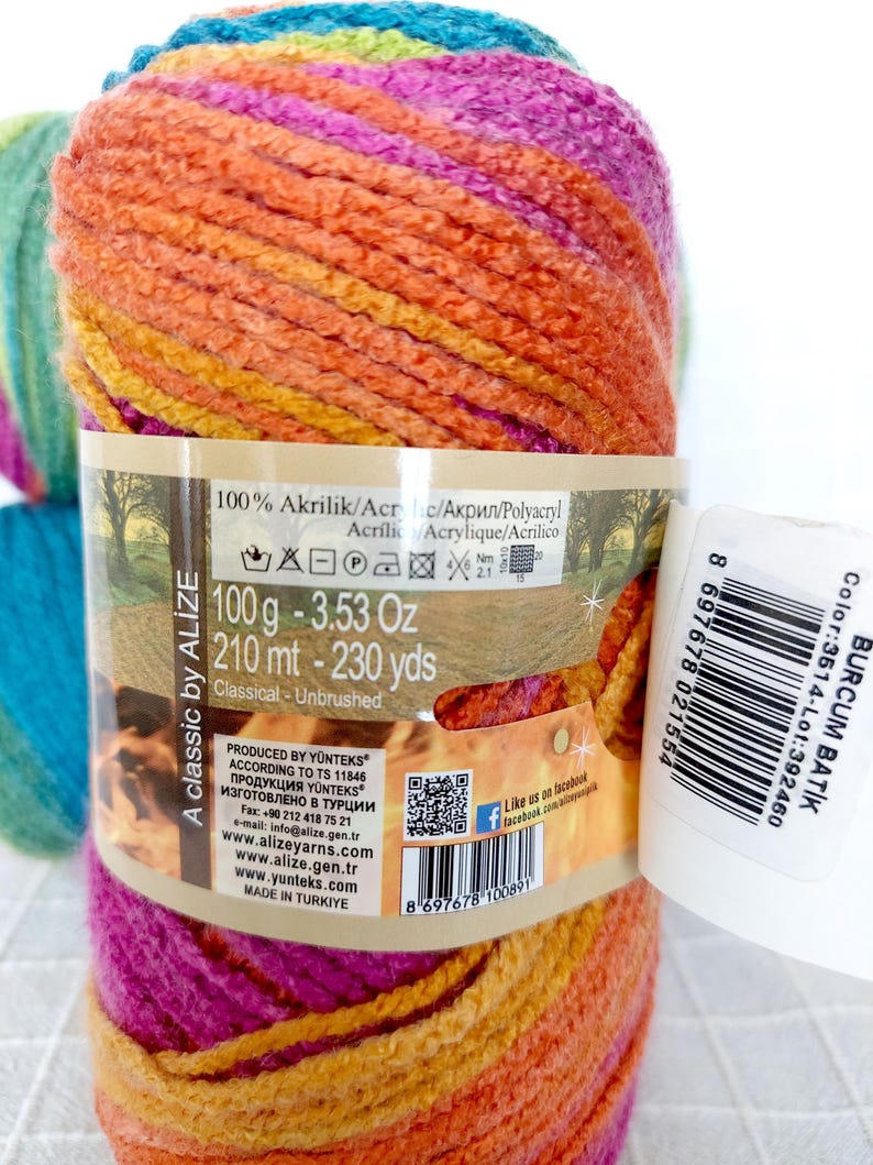 Rainbow Variegated Yarn for Crochet & Knitting Projects, Colorful Self ...