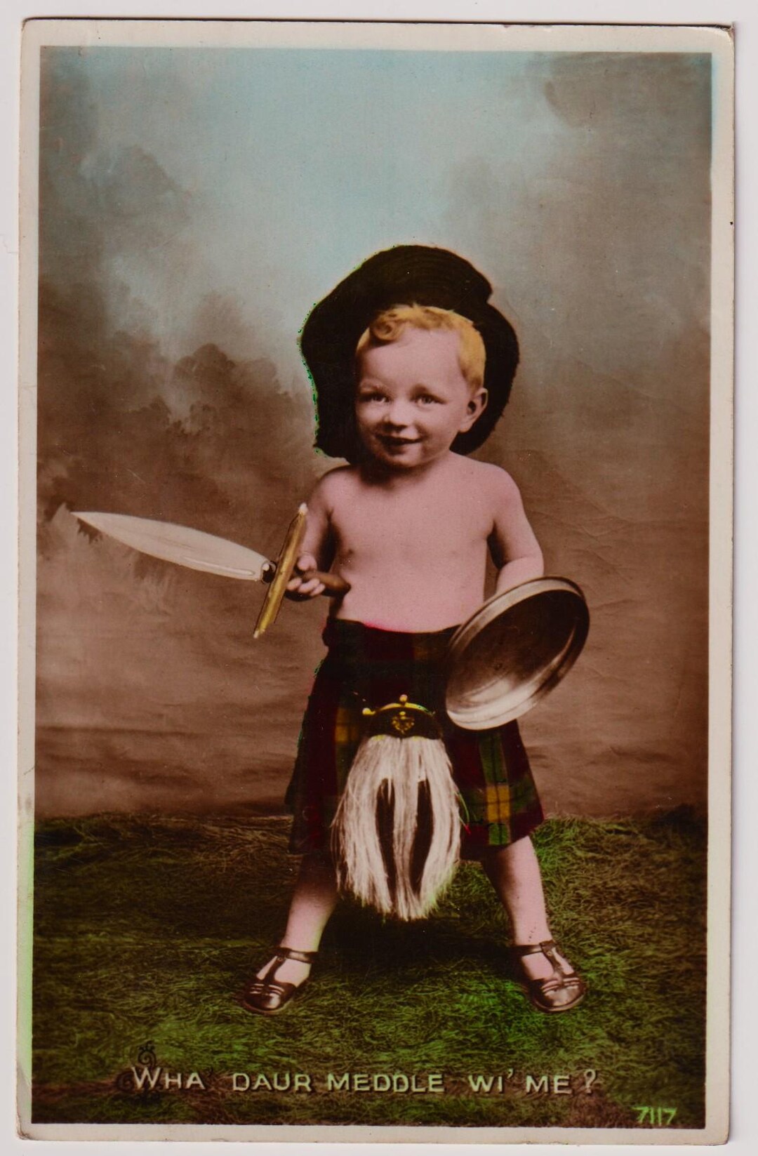 Vintage SCOTTISH Comic Postcard, Little BOY in KILT! Wha Daur Meddle Wi ...