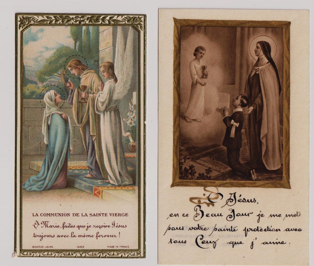 Vintage FRENCH PRAYER CARDS, First Communion, Lot of 2, C1930s - Etsy