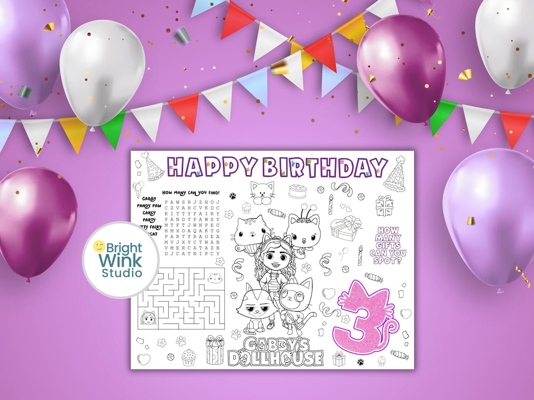 Gabby Happy Birthday Coloring Sheet, Dollhouse Activity Sheet Coloring ...