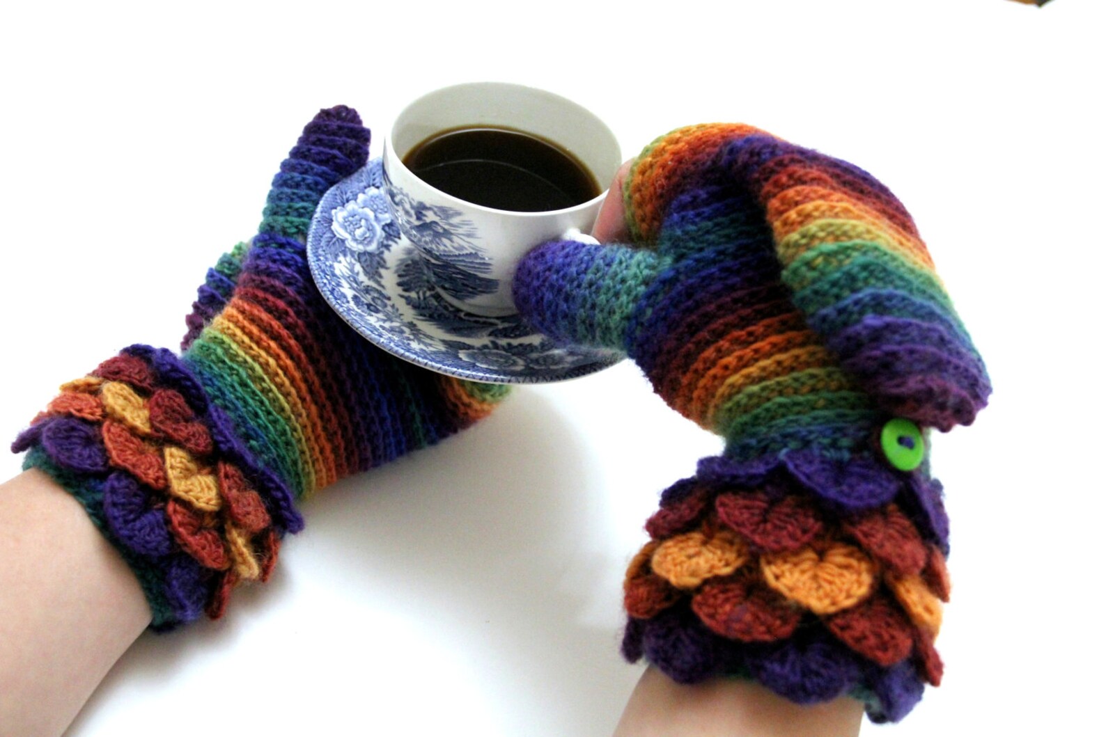 Dragon Crocodile Stitch Convertible Mittens - Etsy