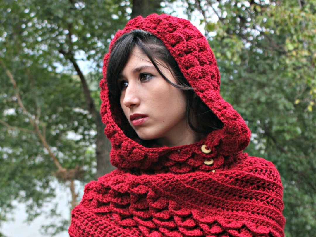 Haakt Patroon: Krokodilsteek Cape Met Capuchon DUTCH VERSION - Etsy