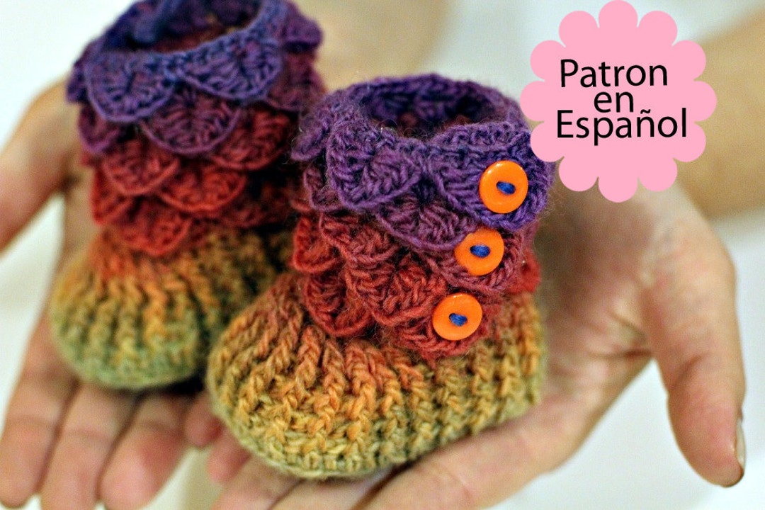CROCHET PATTERN: Botitas Bebe Puntada Cocodrilo (tallas De Bebe ...