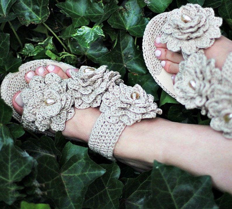 CROCHET PATTERN: Sand Flower Sandals - Permission to Sell Finished ...