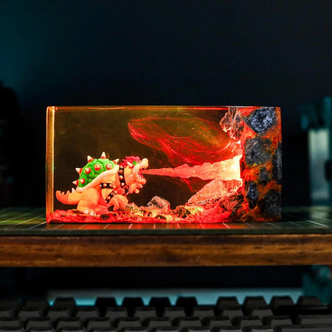 Super Mario Bowser Fire Breath Game Epoxy Resin Lamp, Gift for Kid ...