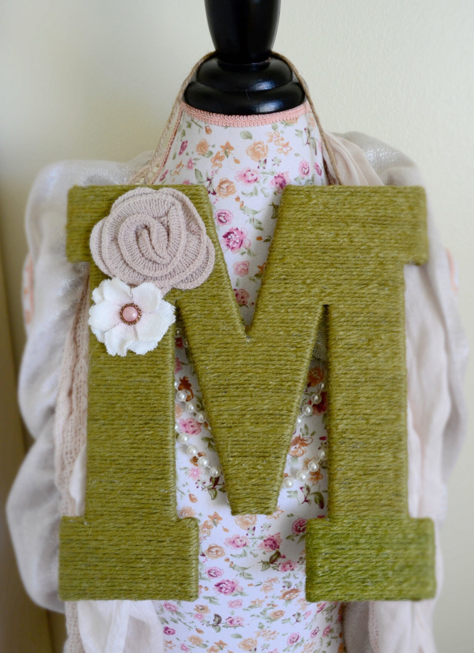 OLIVE GREEN Jute Wrapped Monogram Letter M Wreath RUSTIC Wedding Decor ...
