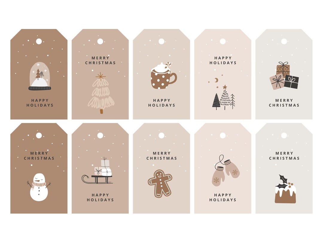 Simple Christmas Gift Tags, Rustic Holiday Tags (digital Download) - Etsy