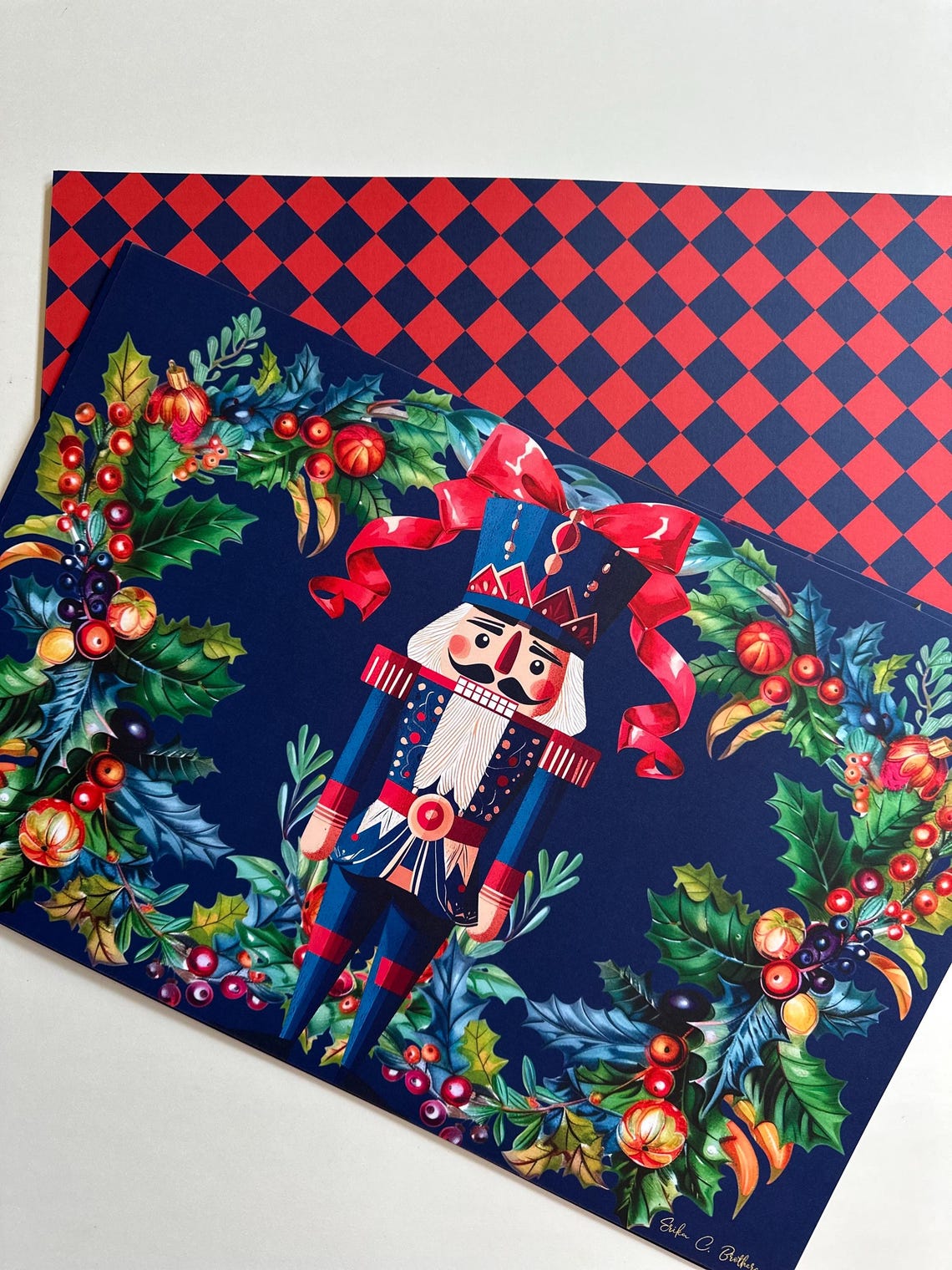 Nutcracker in Blue, Paper Placemat, Christmas Decorations , Table ...