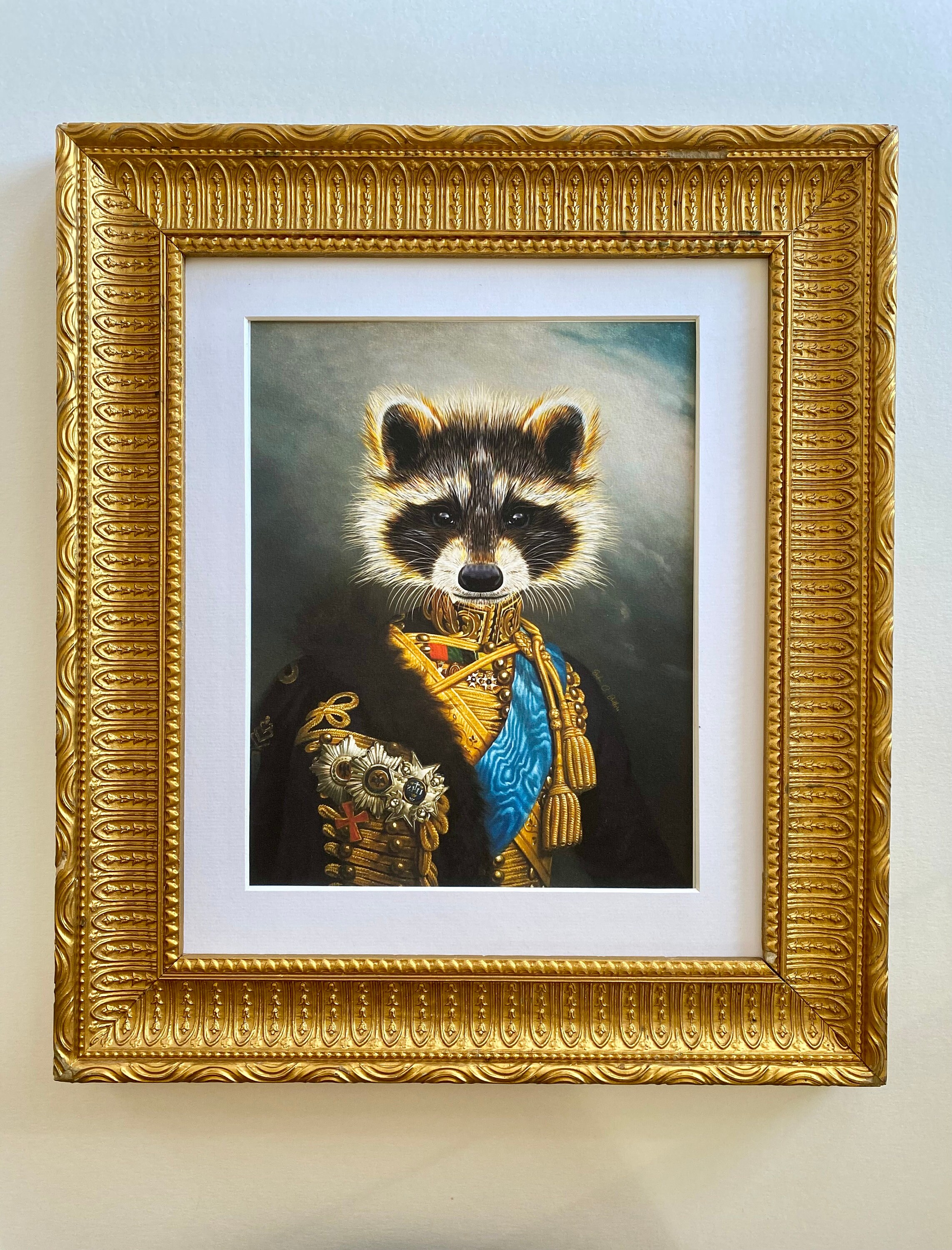Bandit King Raccoon Portait Digital Collage Golden Frame - Etsy