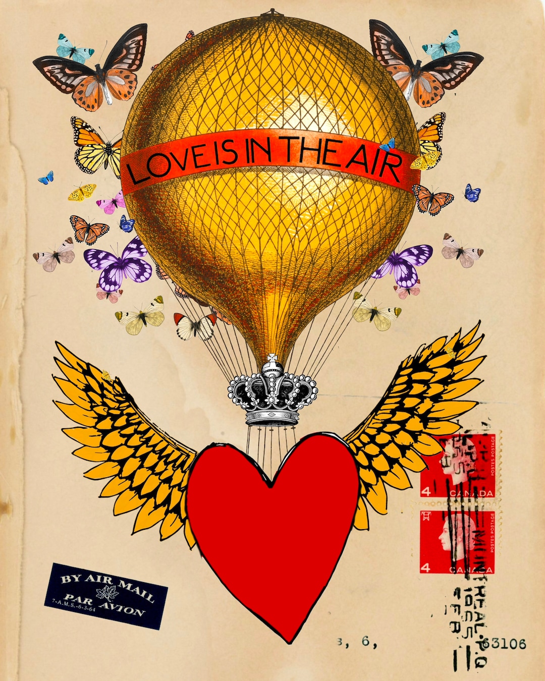 Love is in the Air, Digital Art, Heart With Wings, Valentine’s Day ...