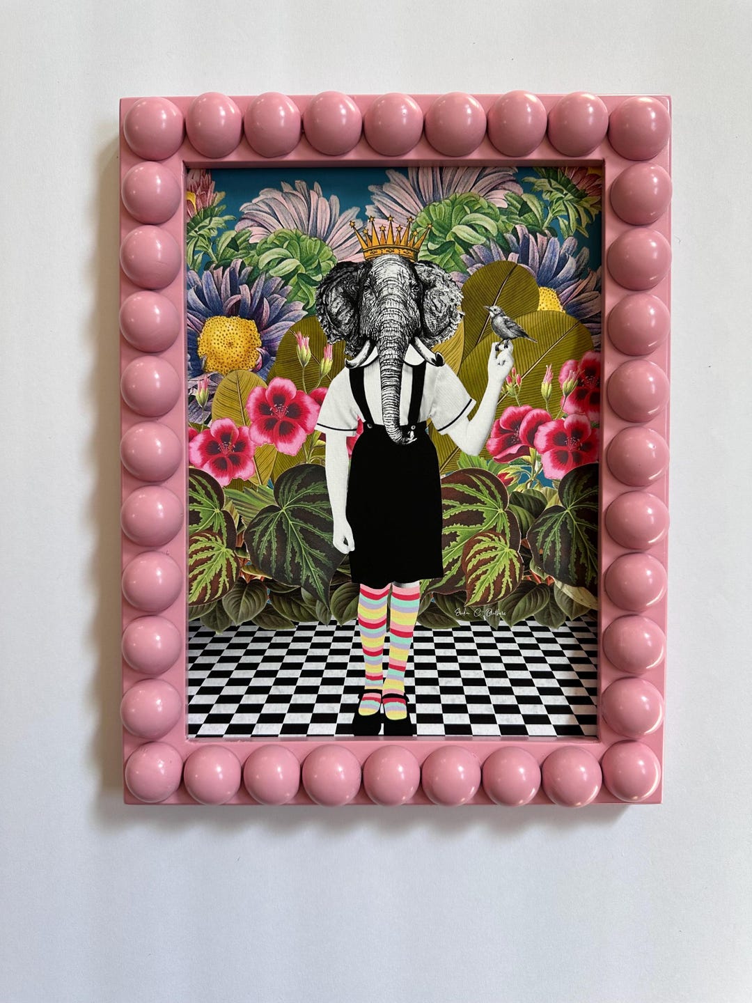 Jungle Passes , Pink , Wooden Painted Bobbin Frame, Art Frame, Bobbin ...