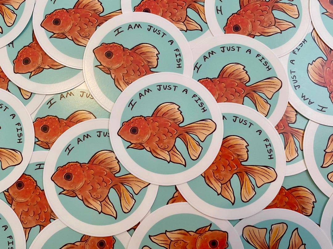 Funny Goldfish Sticker: Waterproof Vinyl Decal for Laptop, Water Bottle ...