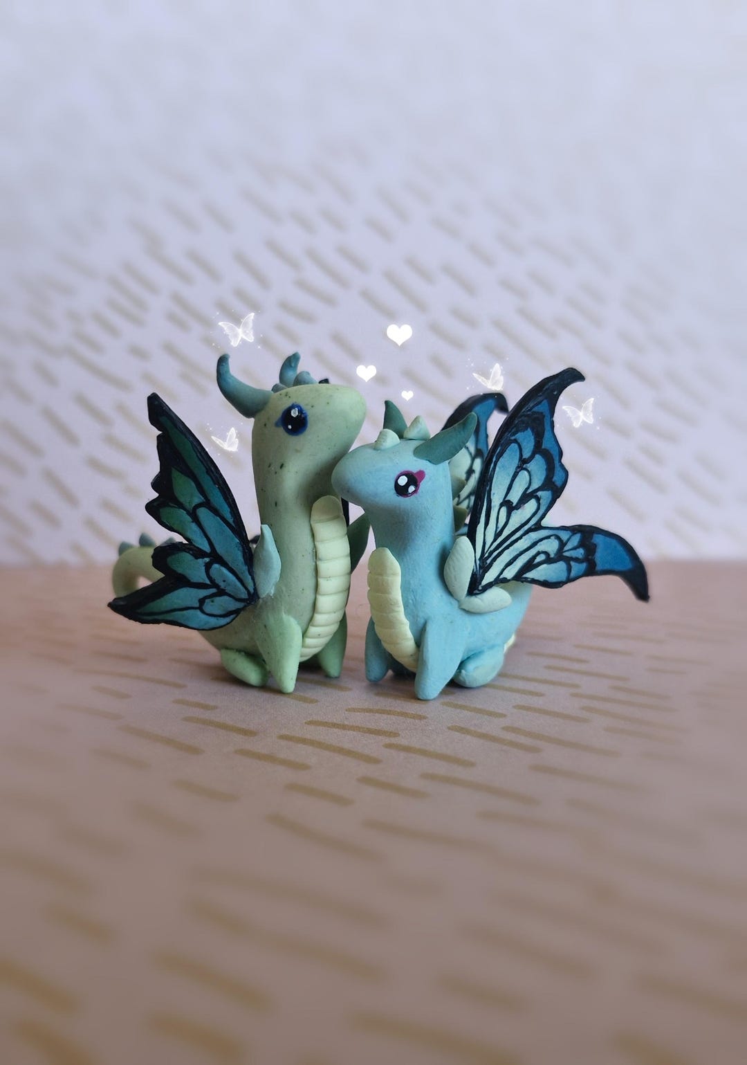 Fairy Wing Miniature Dragon Figurines – Handmade Polymer Clay Fantasy ...