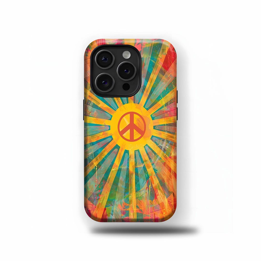 Groovy Peace Sign Retro Hippie Phone Case for iPhone 17 16 15 14 13 12 ...