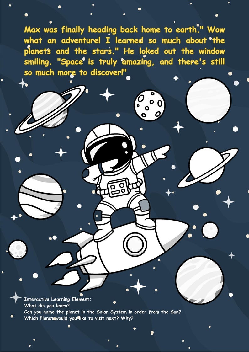 Solar System Coloring Storybook: Space Adventure Printable (PDF) - Etsy