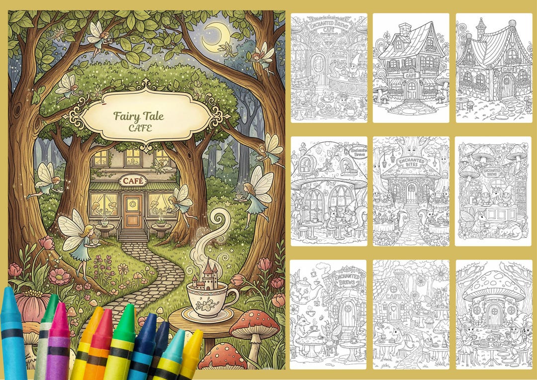 Fairy Tale Cafe Coloring Pages: 50 Whimsical Designs (PDF Download - Etsy