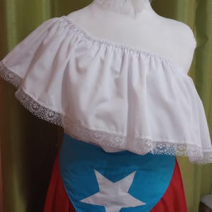 Plena, Bomba or Jibara Outfit. White Blouse, With Lace, Skirt, Waist ...