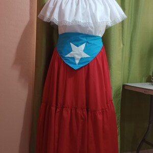 Plena, Bomba or Jibara Outfit. White Blouse, With Lace, Skirt, Waist ...