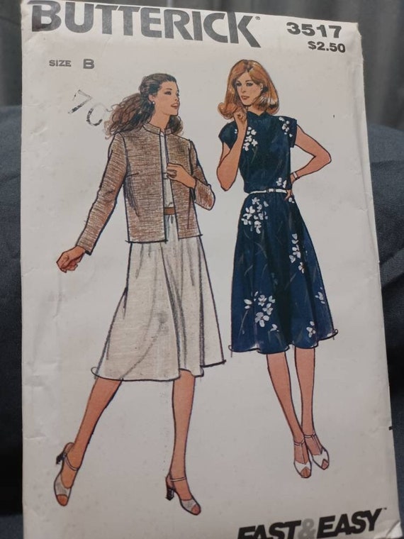 Uncut Factory Folded Vintage 1980's Butterick Pattern 3517 Dress ...