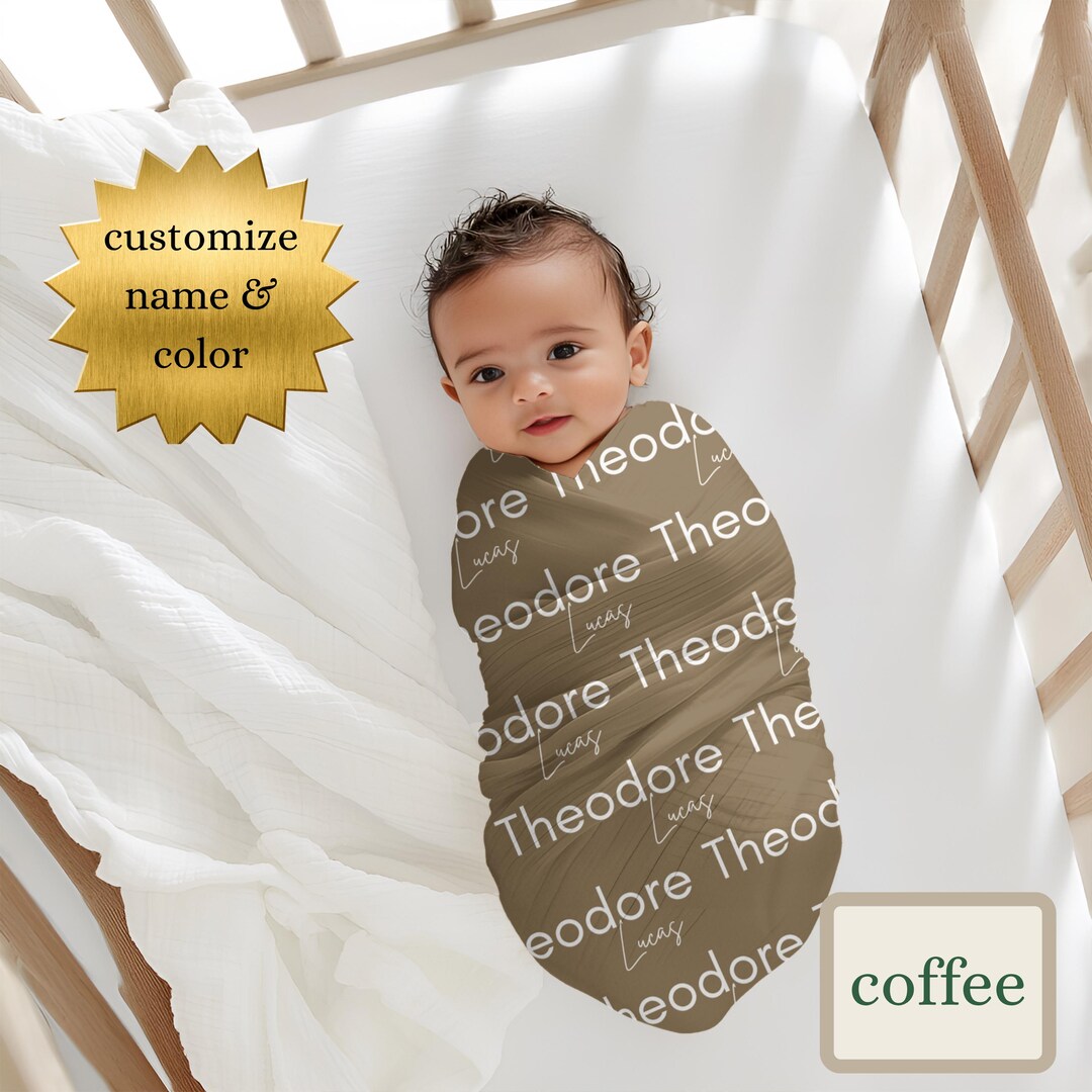 Personalized Baby Swaddle Blanket | Custom Name, Neutral Colors - Etsy