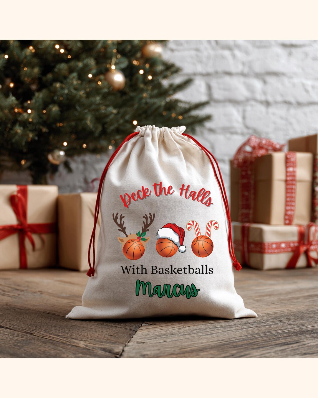 Personalized Basketball Gift Bag, Christmas Present Sack, Custom ...