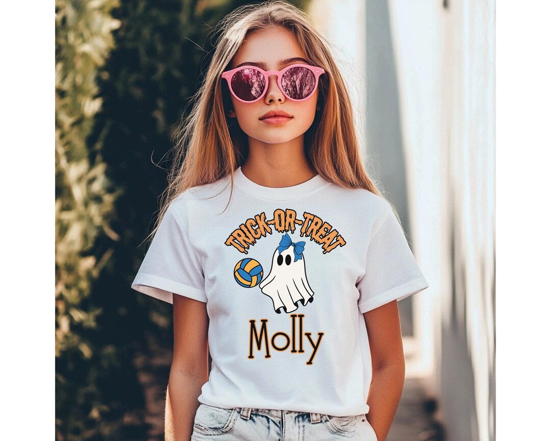 Halloween Volleyball Ghost Shirt, Personalized Halloween Youth T-shirt ...