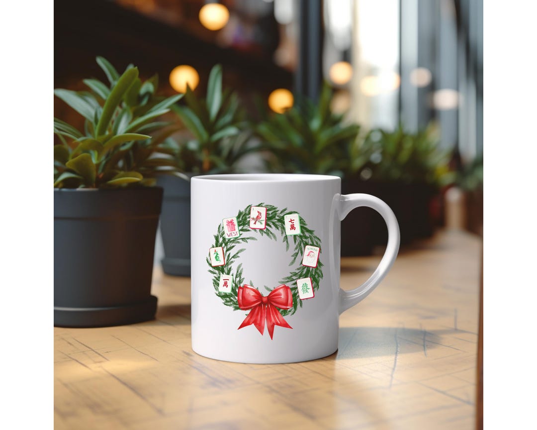 Mahjong Christmas Wreath Mug | Holiday Game Lover Gift - Etsy