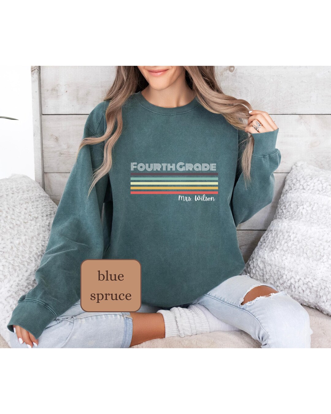 Retro Teacher Sweatshirt | Personalized Grade Level Sweater - Etsy