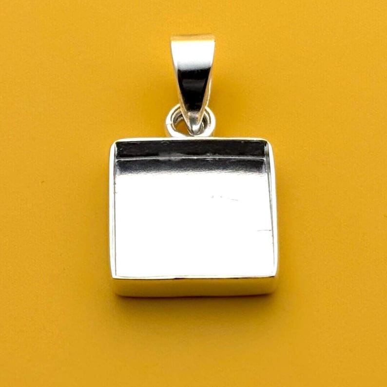 Sterling Silver Square Bezel Pendant Setting: DIY Resin & Cabochon ...