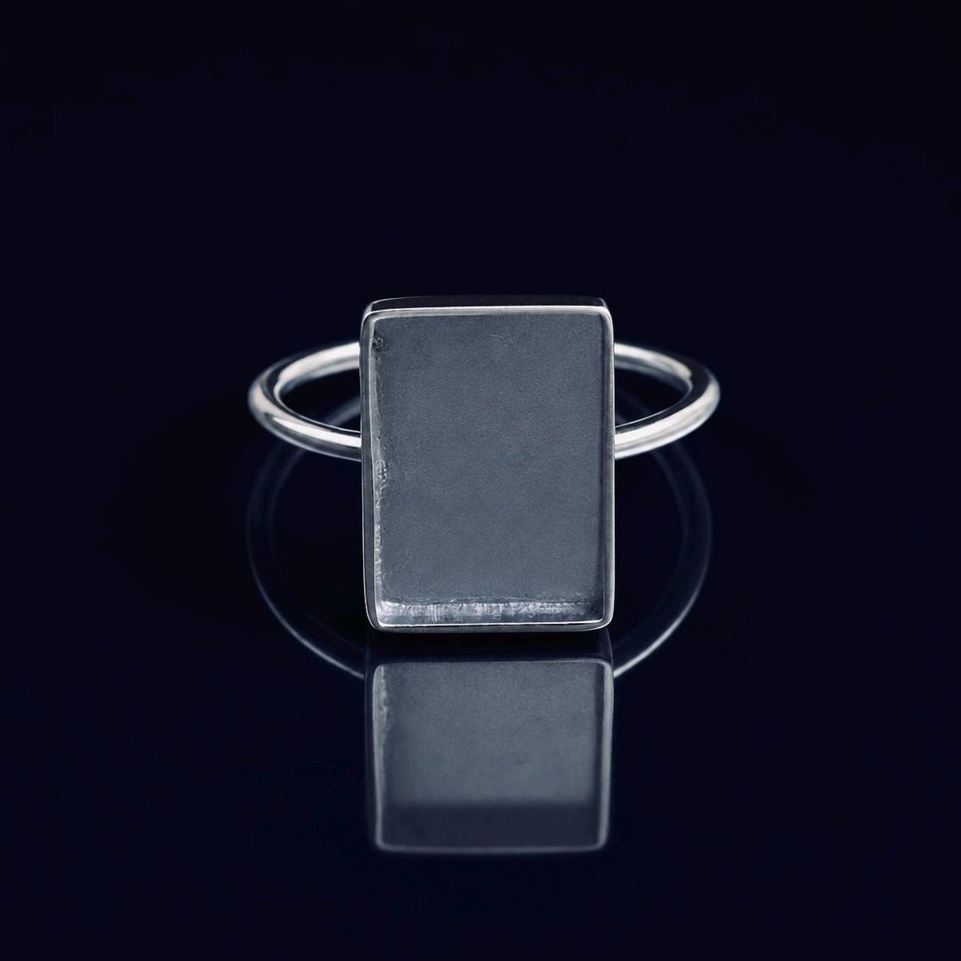 Sterling Silver Blank Bezel Ring Setting: Rectangle Cabochon, Resin DIY ...