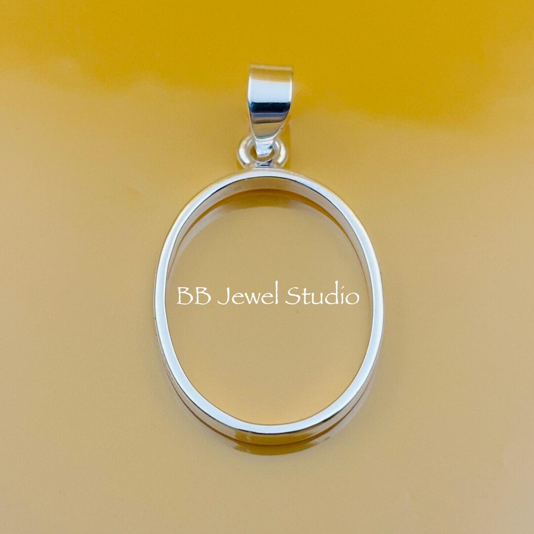 Sterling Silver 925 Open Bezel Oval Pendant Frame: Resin Jewelry Making ...