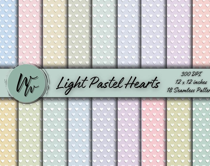 Pastel Rainbow Tiny Heart Digital Paper Pack/ Cute Digital Paper Set ...