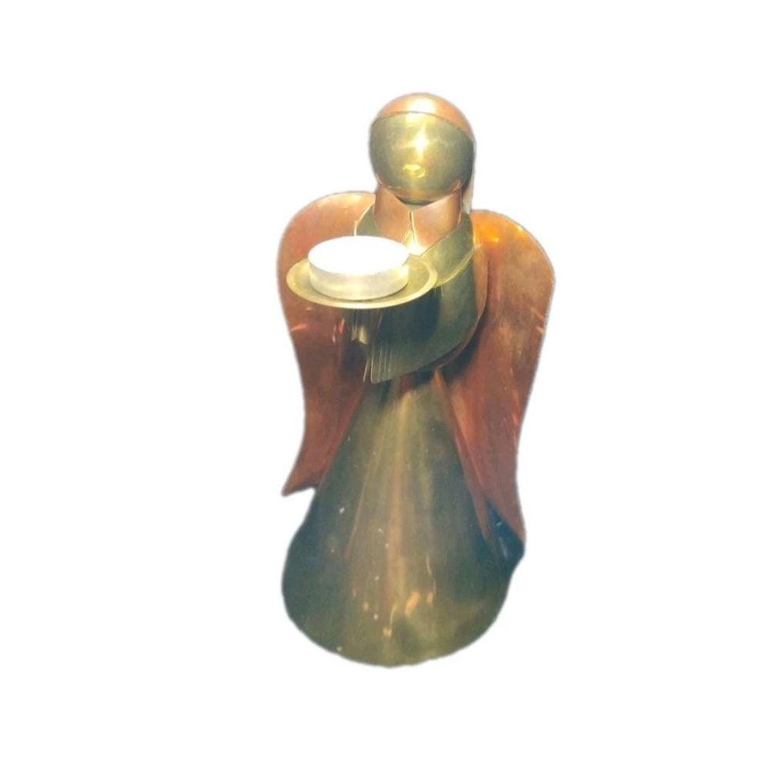 Vintage Brass & Copper Angel Candle Holder Figurine 12” Christmas ...