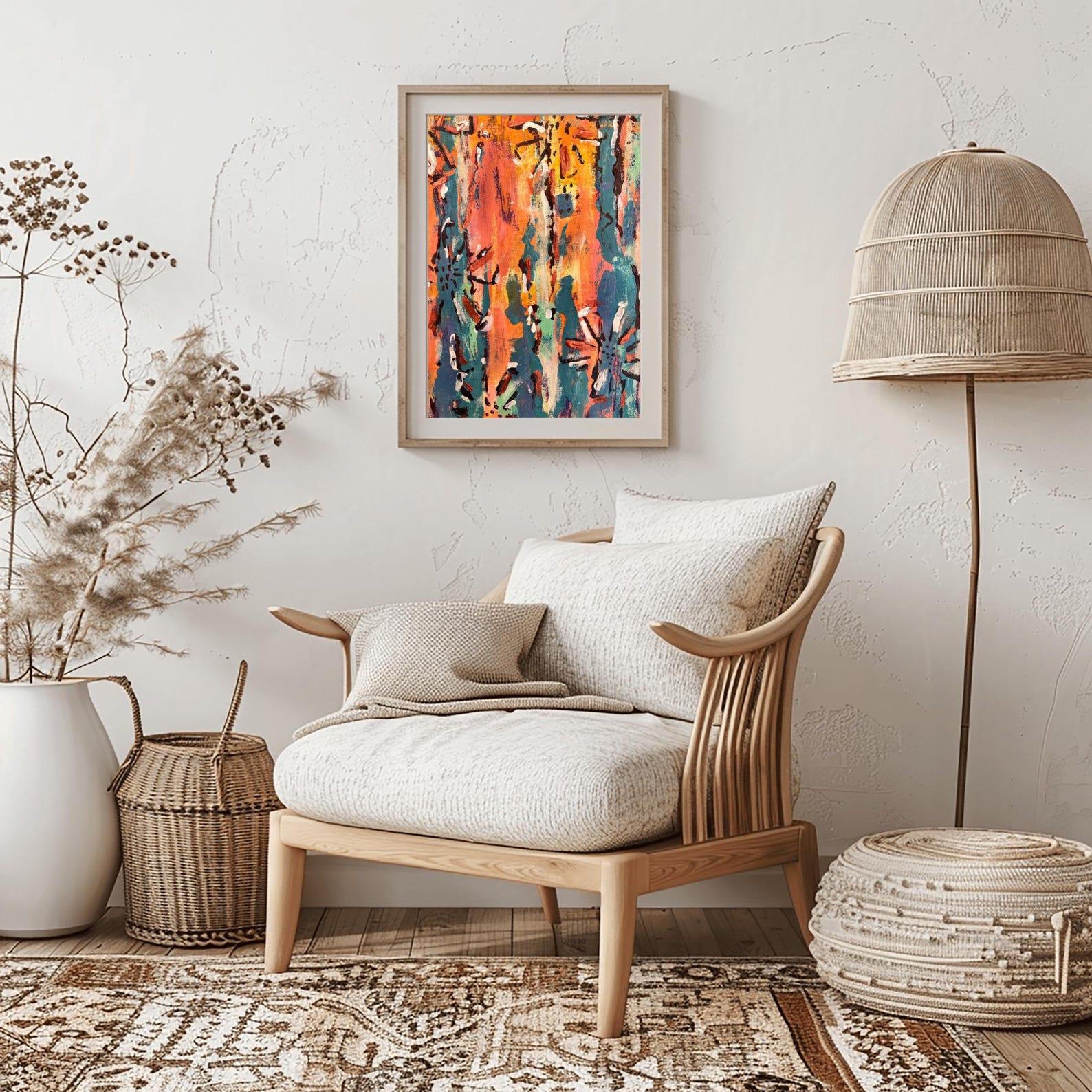 Modern Art Poster, Abstract Art Print, Floral Art, Colorful Home Decor ...