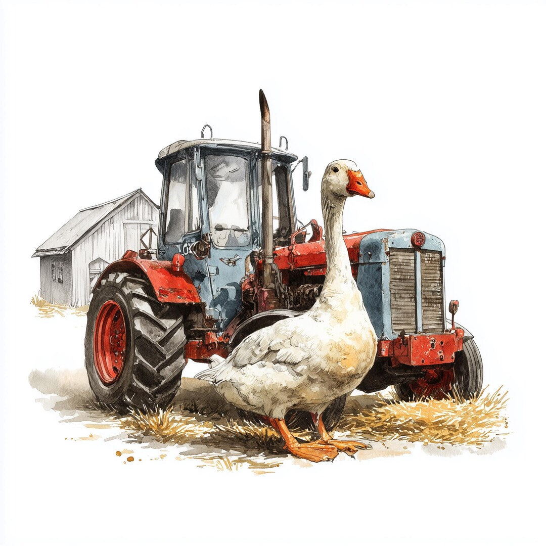 Goose Animal Clipart Digital Sticker Farming Tractor Hay - Etsy