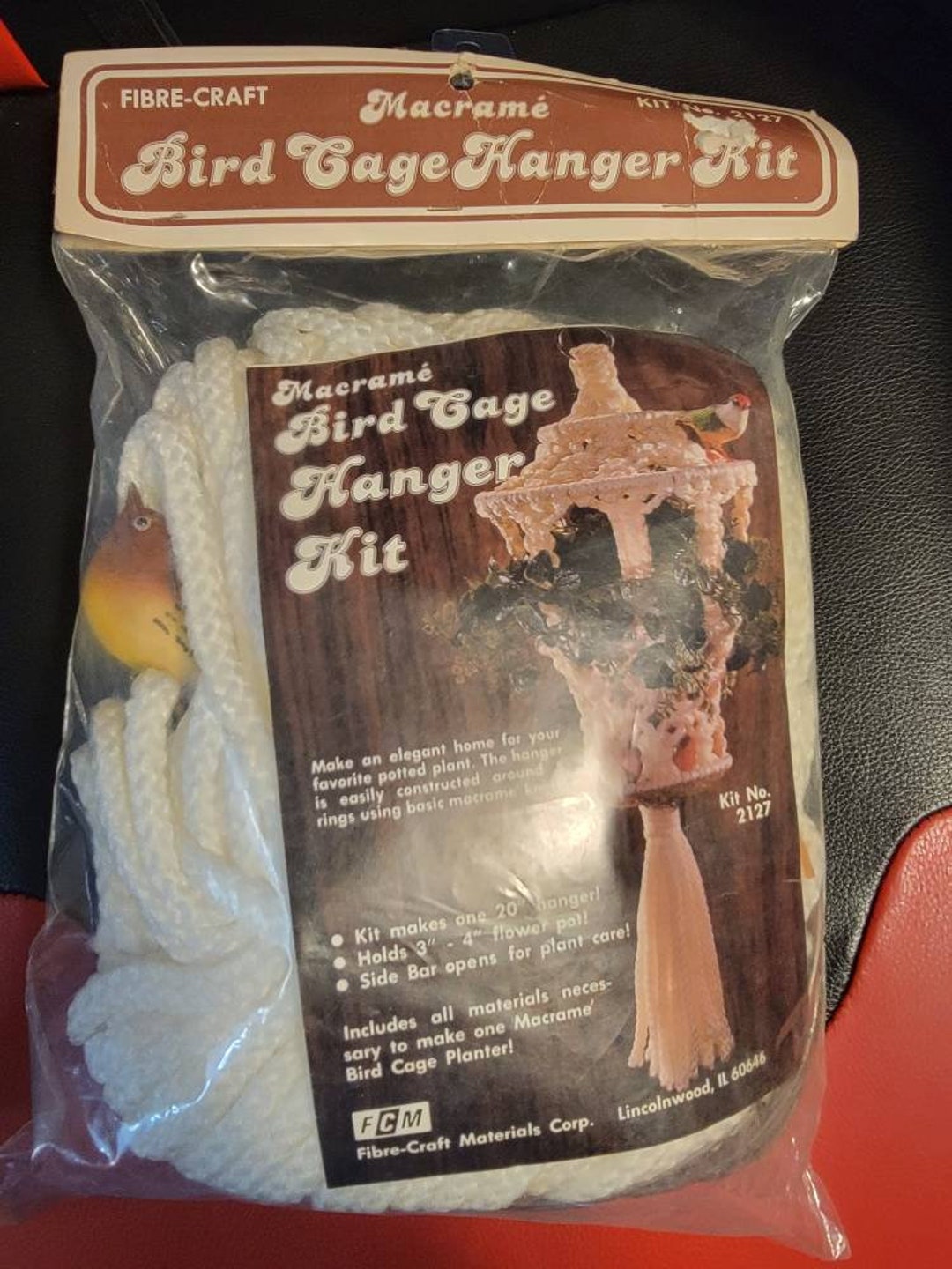 Vintage Fibre-craft Macrame Bird Cage Hanger Kit Never Opened - Etsy