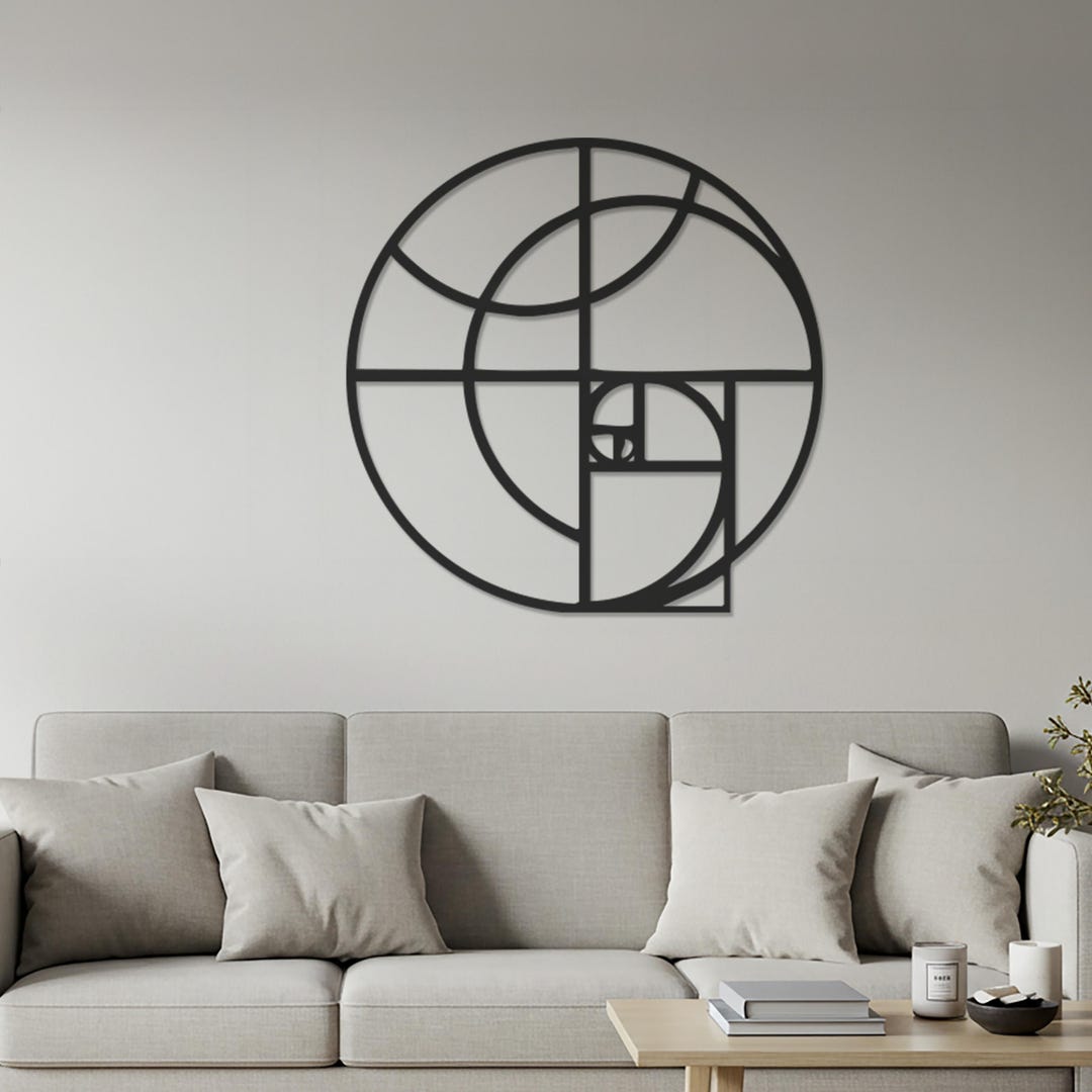Fibonacci Wall Art, Golden Ratio Decor, Spiral Metal Sign, Math Art ...