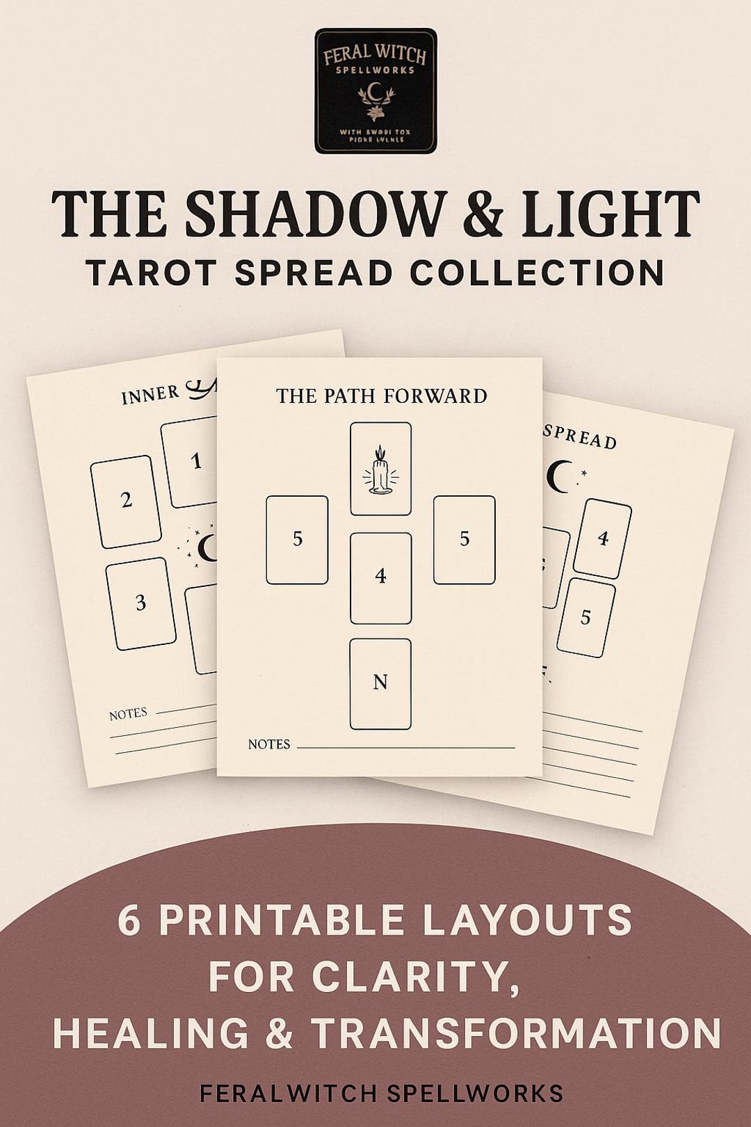 The Shadow and Light Tarot Spread Collection 6 Printable Layouts for ...