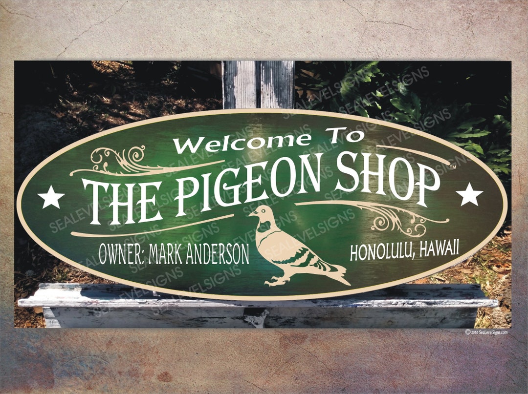 The Pigeon Shop Coop Loft Racing Birds Watcher Garden Gift Family Name ...