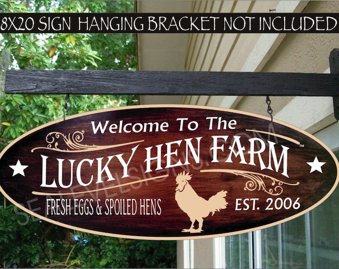 Personalized Chicken Farm Sign, Chicken Kitchen Decor, Chicken Sign for ...