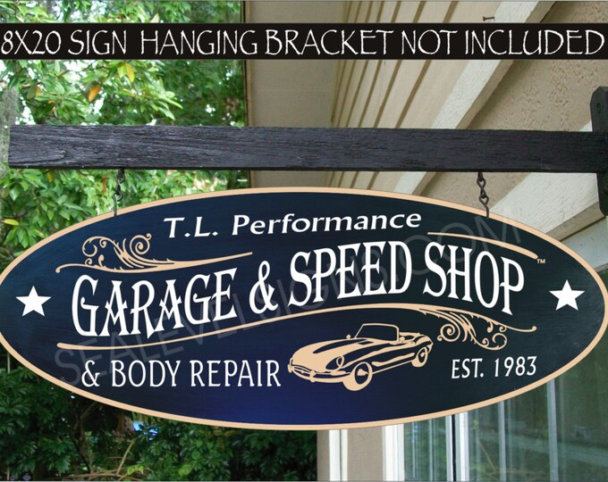 Hot Rod Garage & Speed Shop Sign Man Cave Custom Personalized Aluminum ...
