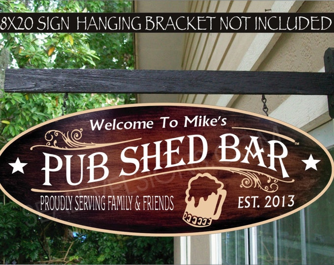 Pub Shed Drinking Man Cave BEER MUG Tavern Family Name Custom ...