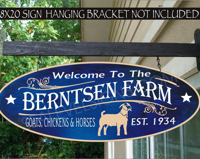 Boer Goat Art, Goat Sign, Farm Gifts, Farm House, Family Name Custom ...