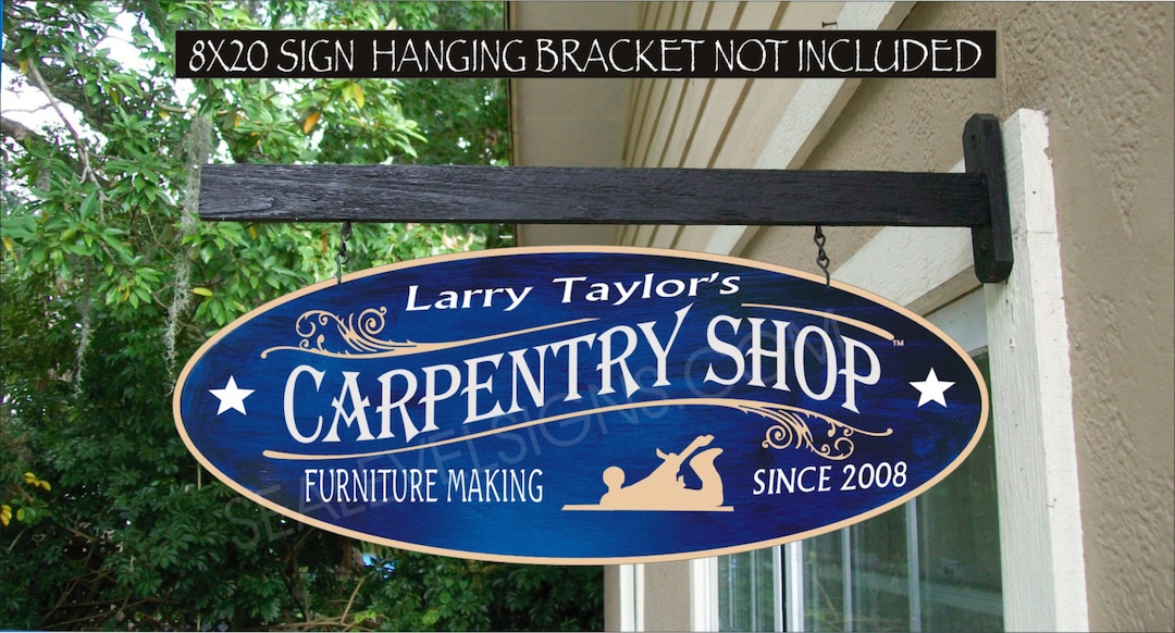 Carpentry Shop Sign, Craftsman Sign, Wood Plane, Furniture Builder Man ...