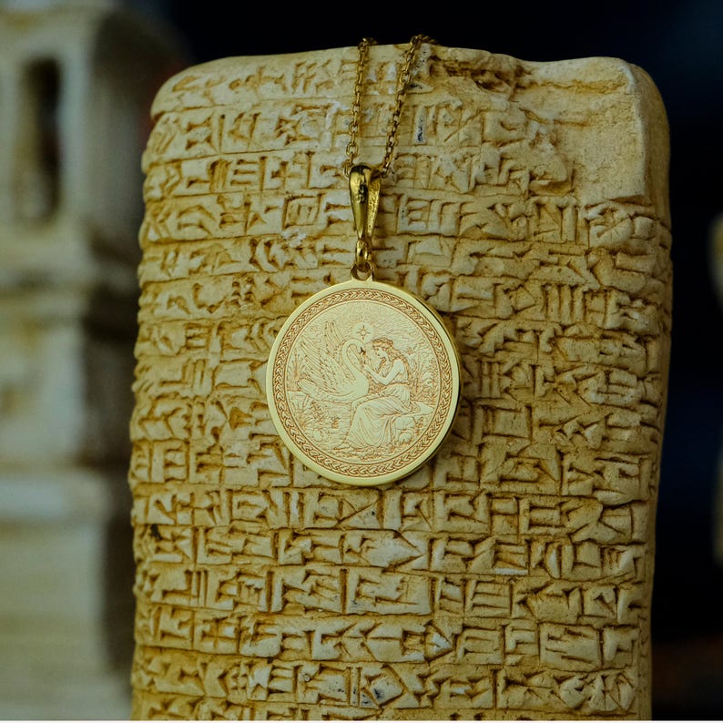 Zeus and Leda Swan Pendant: Greek Mythology Necklace in Silver, Gold ...