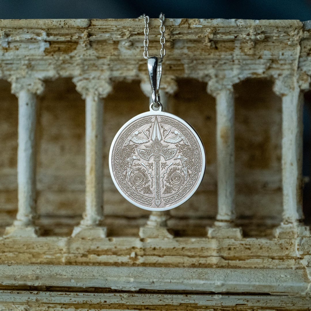 Gungnir Spear Pendant: Odin's Ravens & Norse Runes - Viking Power ...